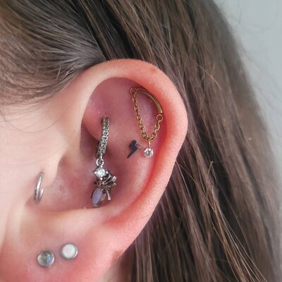 14g Scaffold Industrial Piercing Bar Colour Funky Wavy Heartbeat Design ...