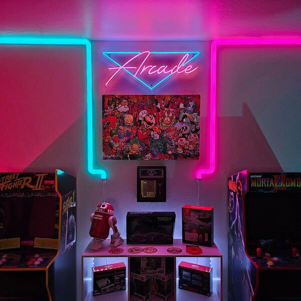 Retro Arcade Neon Sign - Your Arcade / Man-cave LED Sign / Vice Colors ...