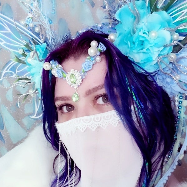 Water Fairy Wings Headpiece. Ocean Fairy Headdress. - Etsy