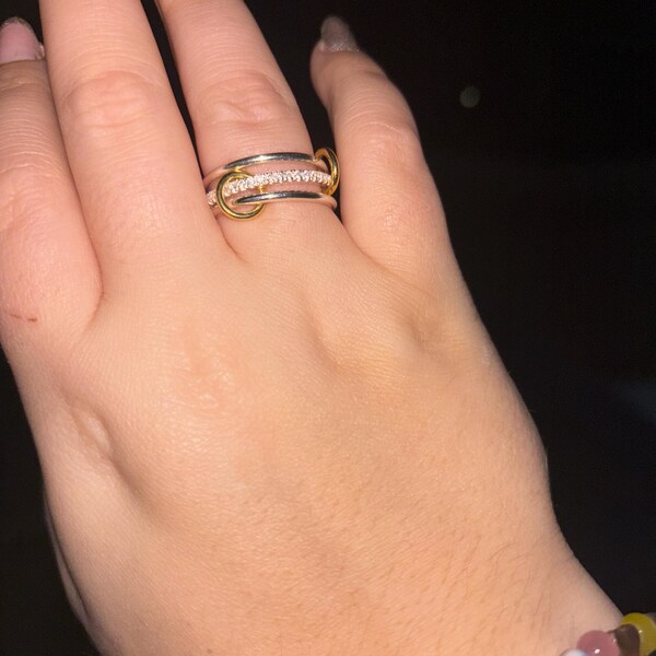 5 Set Diamond Band Ring, Interlocking Multi Bands Diamond Ring, Solid ...