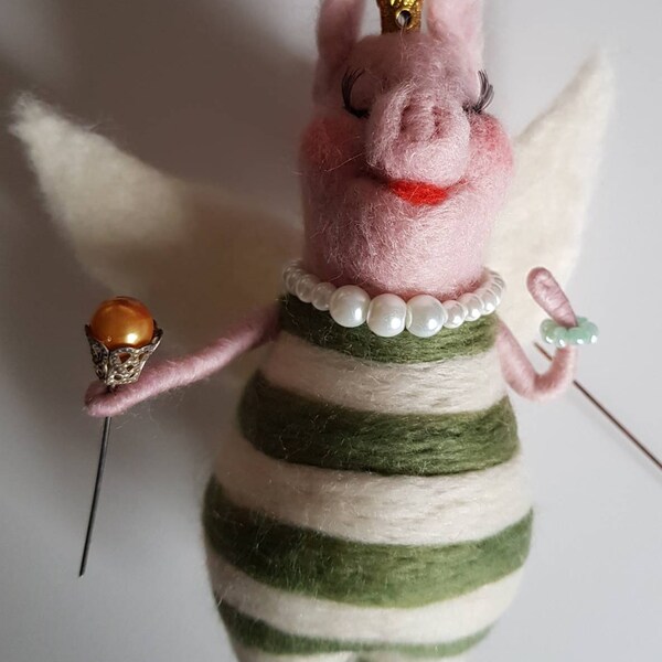 Pig fairy princess,needle felted pig,pig ornament, pig miniature, pig ...