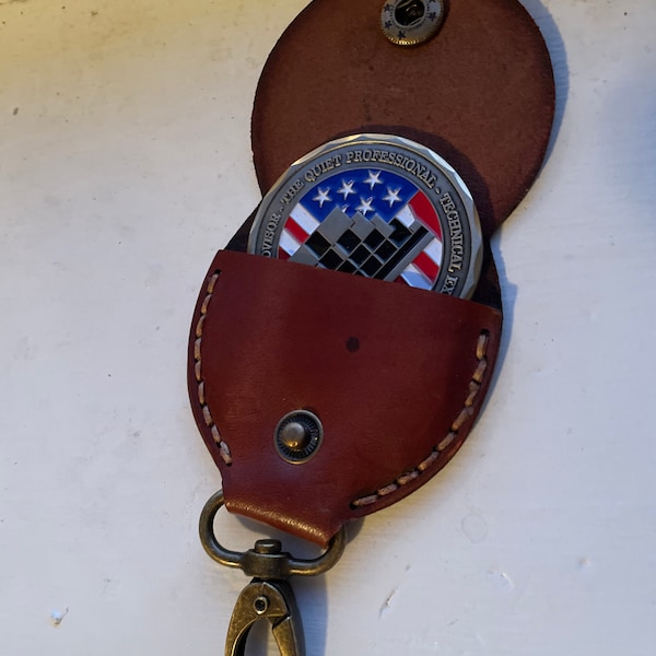 Handcrafted Leather Challenge Coin Keychain Holder: Military Gift - Etsy