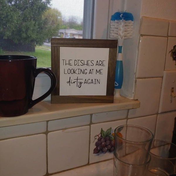 Dirty Dishes Sign, Kitchen Home Decor, Funny Dishes Sign, Housewarming ...