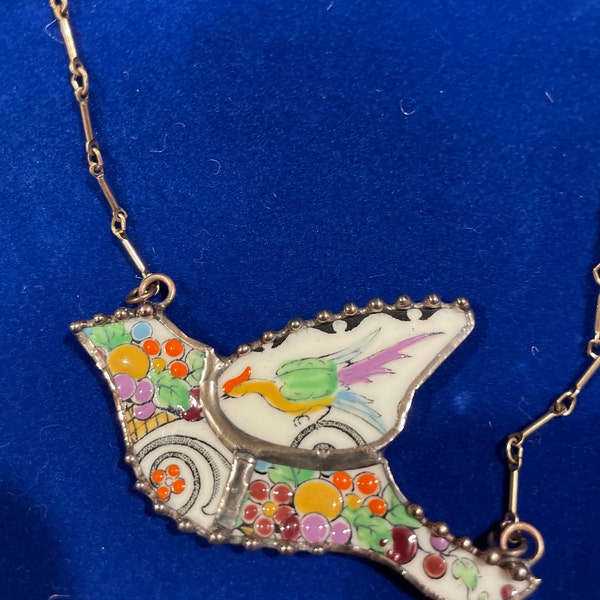 Staffordshire Renaissance Mosaic Bird II Broken China Jewelry Pendant ...