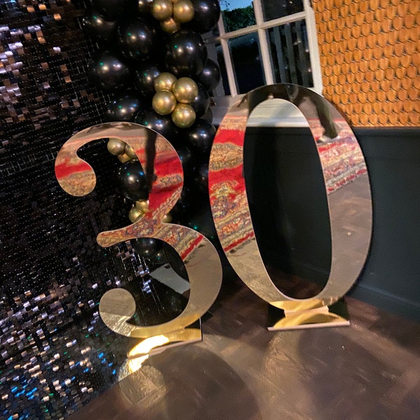 4ft LARGE Free Standing Numbers Letters Event Prop Party Balloon Gold ...