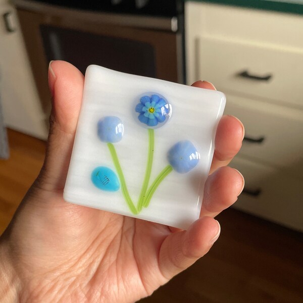 Small Fused Glass Panel, Floral, Floral Fused Glass Panel, Wavy Glass ...