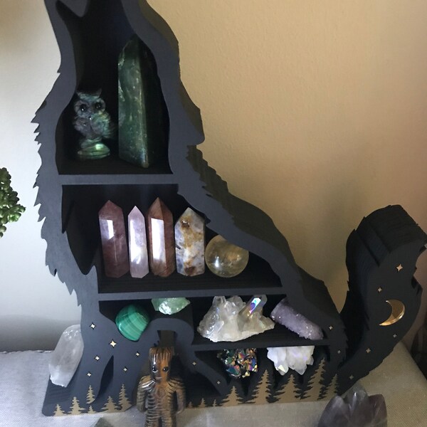 Coppermoon Handmade Wolf Shelf, Wolf Wall Art, Wolf Wall Decor, Crystal ...