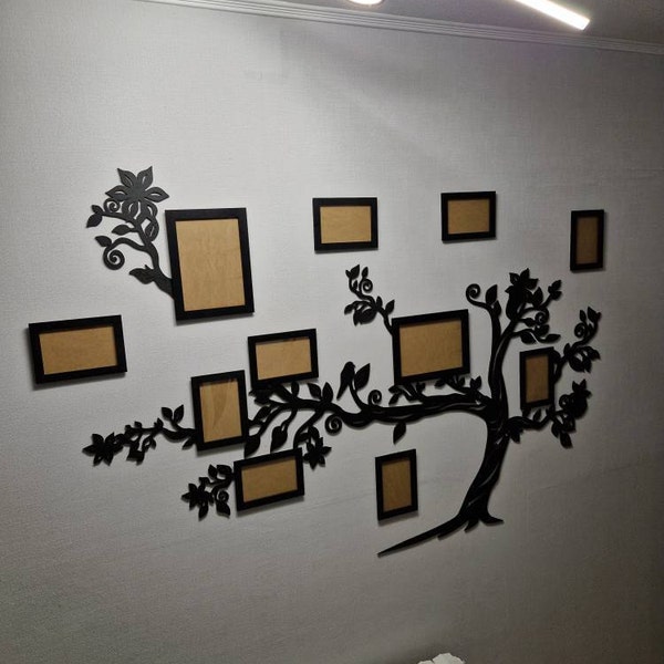 Custom Wooden Family Tree With Frames, Family Tree Wall Art, Wood ...