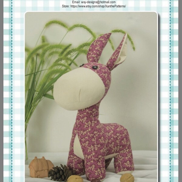 Stuffed Animal Donkey Burro PDF Sewing Pattern & Tutorial Fabric Toys ...