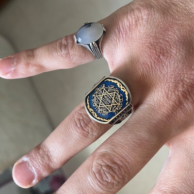 King Solomon Ring, Seal of Solomon Ring for Men, Silver Islamic Ring ...