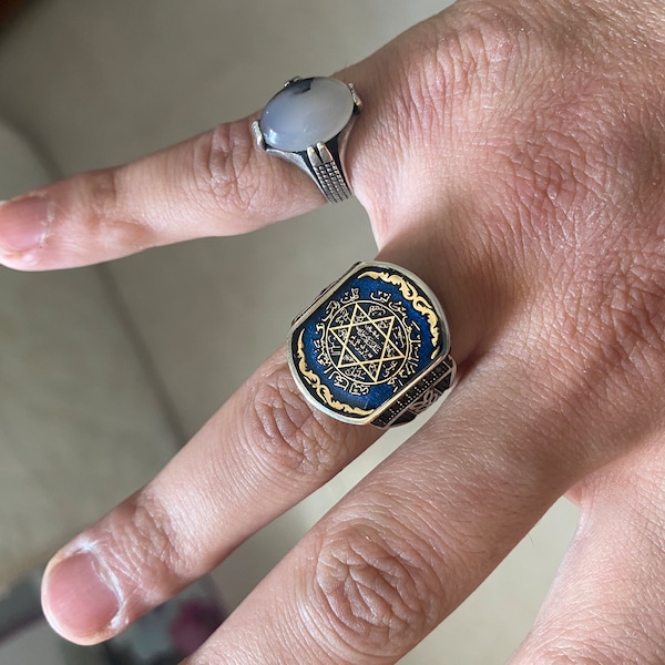 Silver Islamic Ring, Seal of Solomon Ring, King Solomon Talisman ...
