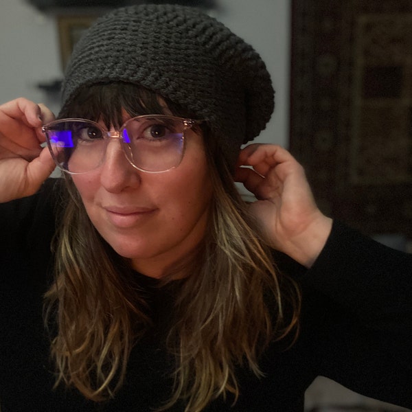 Color Choices, Dark Gray Slouch Hat, Grey Slouchy Beanie, Womens Hat ...