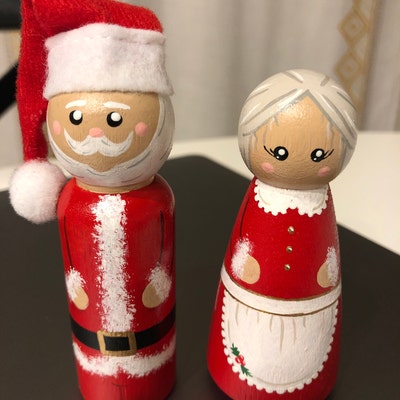 Mr. and Mrs. Claus Peg Doll Set Santa Peg Doll Mrs. Calus Peg Doll ...