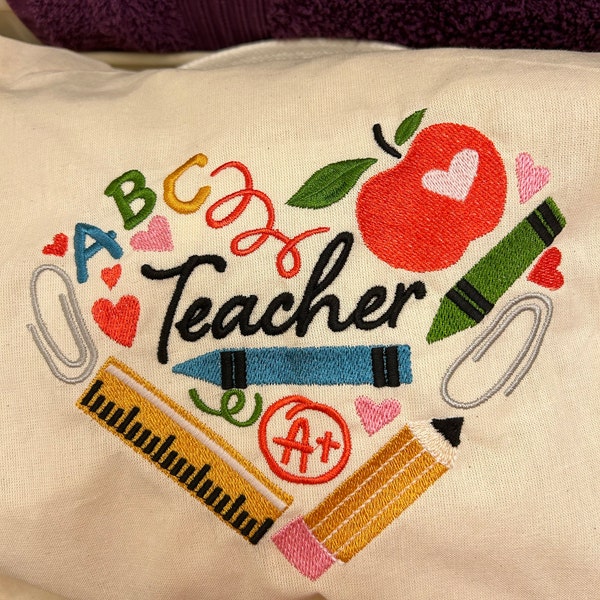 Teacher Embroidery Design, 3 Sizes, Instant Download - Etsy