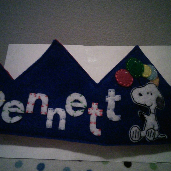 Snoopy Crown - Personalized Felt Birthday Crown - Snoopy Themed Crown ...