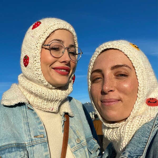 Balaclava Knit Strawberry Crochet Balaclava Woman Unique Winter Hat ...