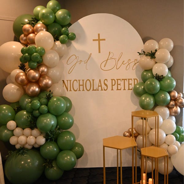 Personalized Baptism Decal - Baptism Party Backdrop - Personalized Name ...