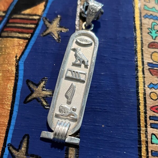 Egyptian Personalized Name Silver Solid One Sided Cartouche in ...