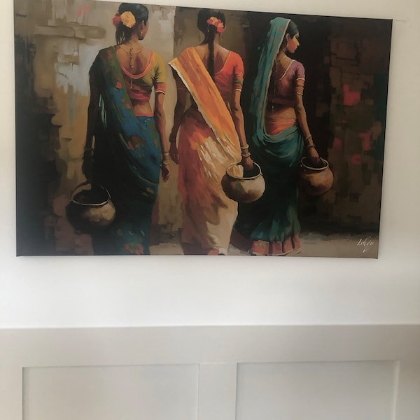 Indian Wall Art, Marathi Woman Oil Painting Print on Canvas, Indian Art ...