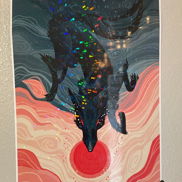 Tiangou Swallows the Sun 12x18 Inch SPARKLE Art Poster - Etsy