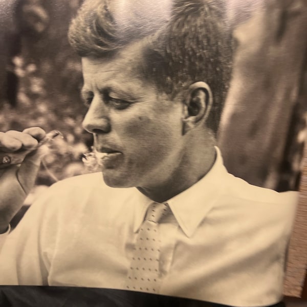 John F Kennedy Photo Jfk Poster Vintage Photograph President Cigar Room ...