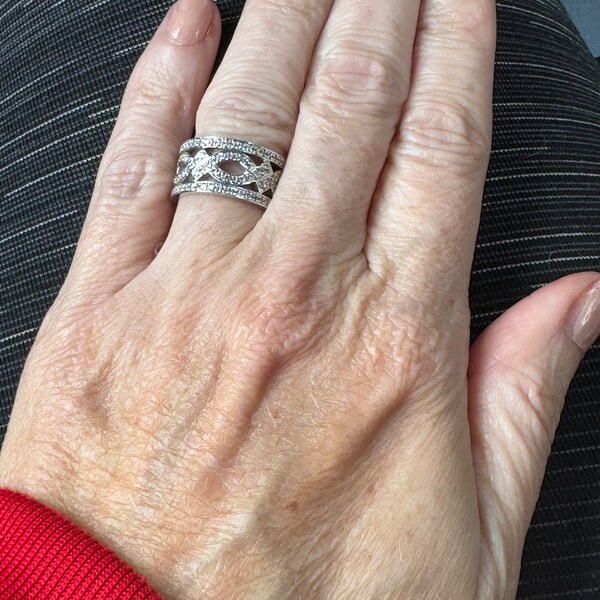 Art Deco Bridal Engagement Ring With Enhancer, Enhancer Wedding Ring ...