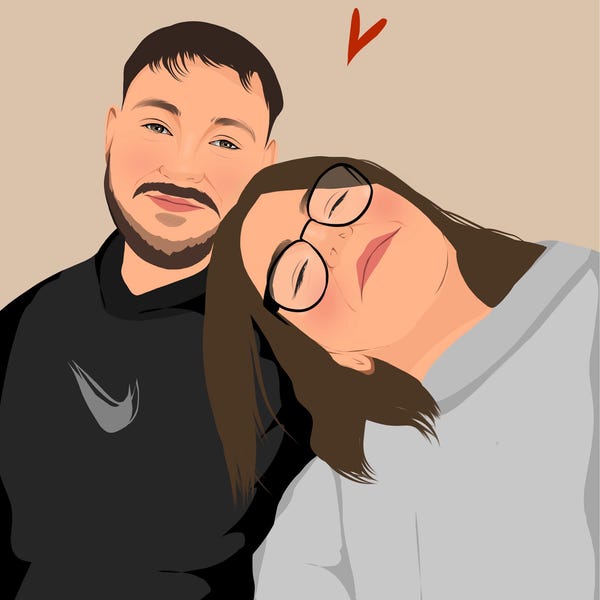 Couple Portrait, Gift for Couple, Faceless Portrait, Engagement Drawing ...