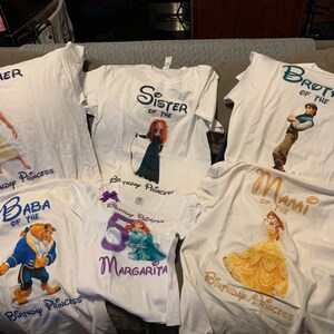 Disney Princess Family Birthday Shirts, Disney Princesses Birthday Shirt Set, Princess Family ...