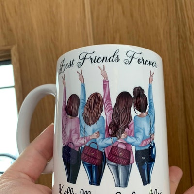 Personalised Best Friends Mug 3 to 5 Friends, Bestie Any Name Cup ...