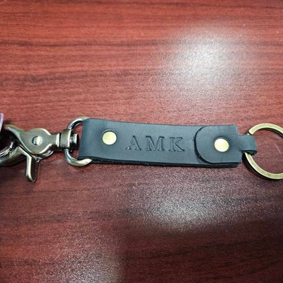 Personalized Leather Keychain, Customized Keyfob, Leather Keychain With ...