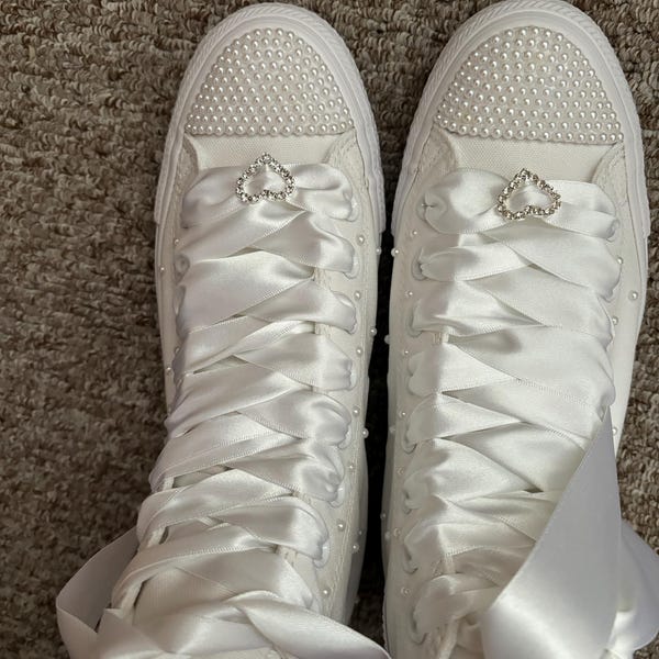 Bridal Wedding Custom White Pearl Converse Wedding Sneakers Bride Converse - Etsy