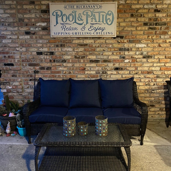 Personalized Pool & Patio Sign Backyard Bar and Grill Pool Deck Last Name Custom Family Name ...