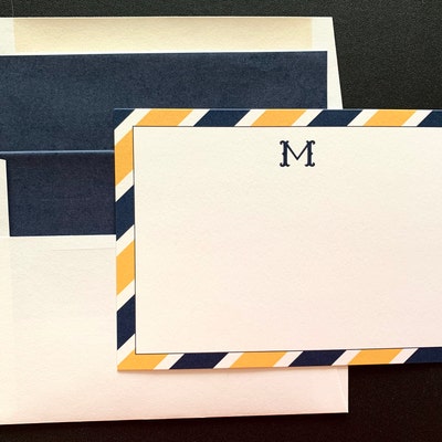 Custom Monogram Thank You Notes With Lined Envelopes - Etsy