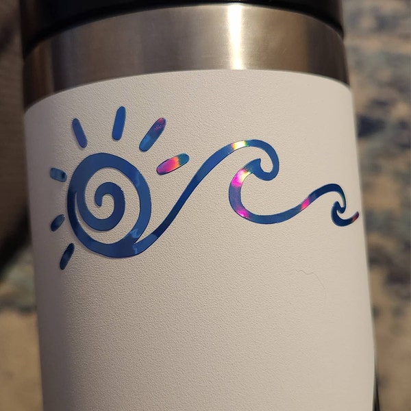 Ocean Decal - Sun Decal - Wave and Sun Decal - Beach Decal - Wave ...