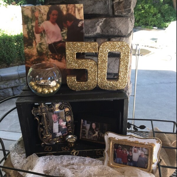Silver Gold Glitter 50th Numbers-50 Birthday-anniversary-stand up Paper ...