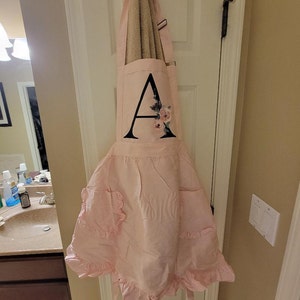 Personalized Initial Apron, Custom Letter Monogram Apron, Gift for Her, Gift for Mom, Ruffled ...