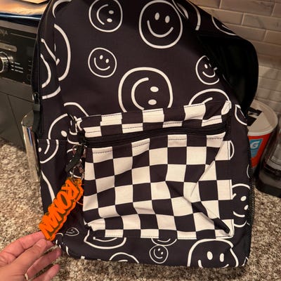 Pink Smiley Face & Checkered Backpack - Etsy