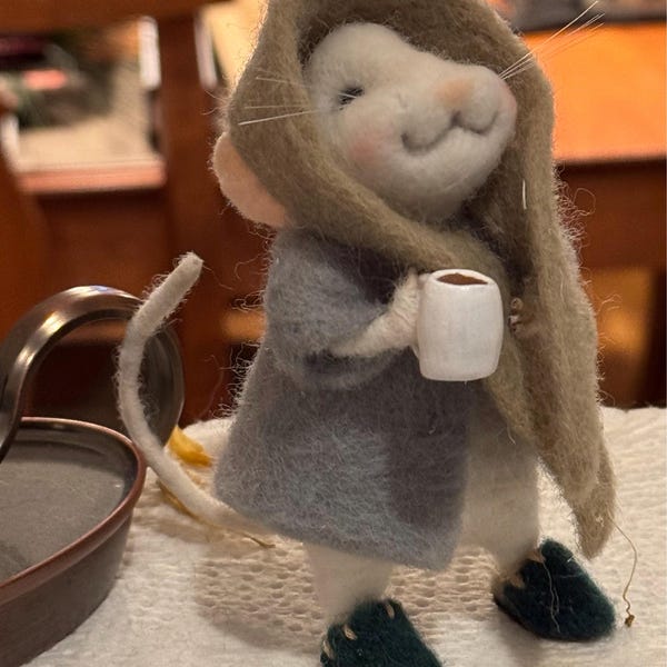 Needle Felted Mouse With Clothes. Felted Animals. Wool Art Miniature of ...