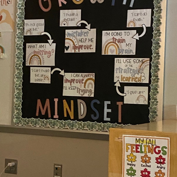 BOHO RAINBOW Growth Mindset Posters | Neutral Rainbow Classroom Decor ...