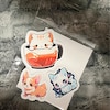 Cafe Cat Sticker, Cute Kawaii Aesthetic, Strawberry Milkshake Cat ...