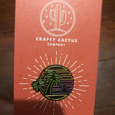 Neon Beach Sunset Enamel Pin Badge, a Fresh New Collectable Pin - Etsy