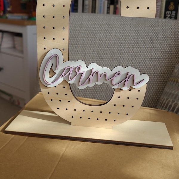 Custom Desk Name Plate With Wooden Base Lighted Name Sign, Office Desk ...