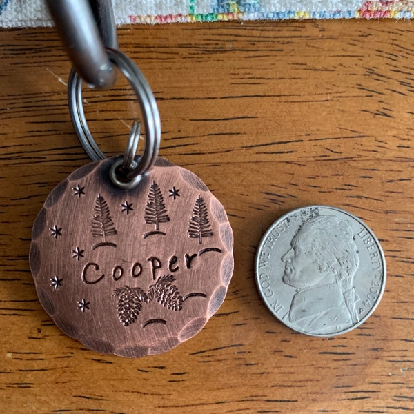 SNOW on the PINES Handmade Dog Tag - Personalized Winter Scene Pet ID ...