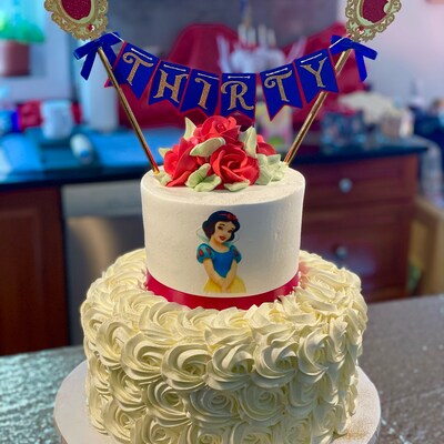 Princess Cake Topper, Glitter Gold and Red Apple, Enchanted Cake Topper ...