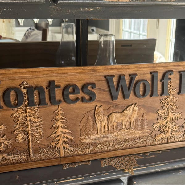 Custom Wolf Gift | Wolf Wall Art | Personalized Wood Wolves Sign ...
