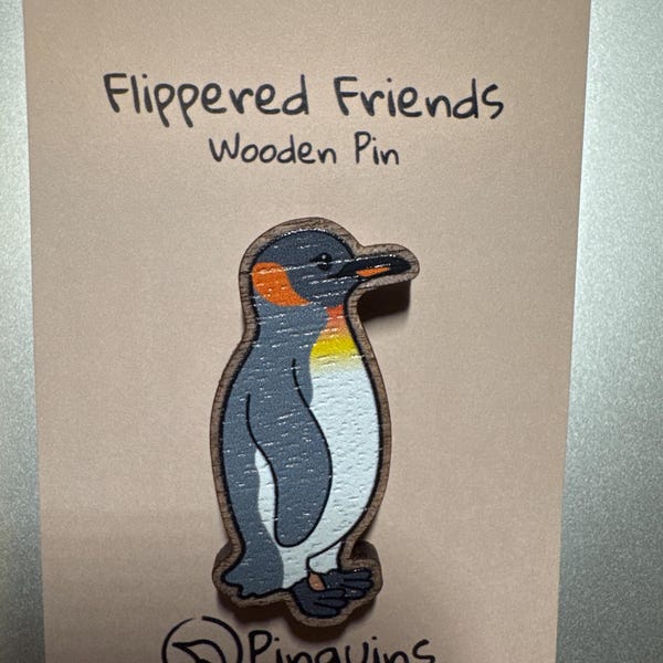 Magellanic Penguin Wooden Eco-pin 4cm | Flippered Friends - Marble - Etsy