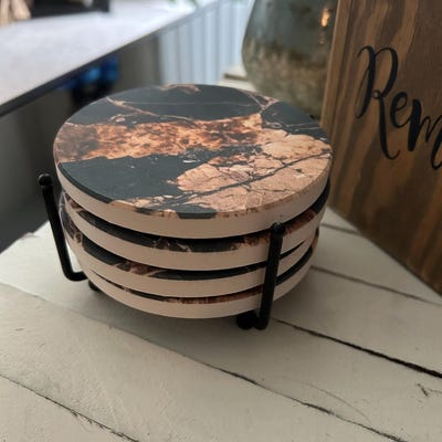 24 Pack Blank Square Ceramic Stone Tile Coasters for Crafts, 4 24-cork ...