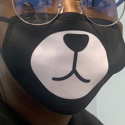 Cartoon Bear Face Mask, Reusable Cotton Face Mask With Elastic Ear Loop ...