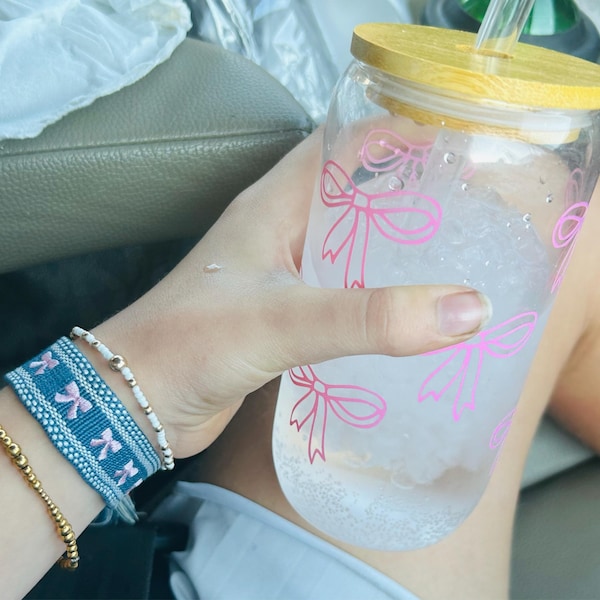 White Hearts Glass Cup | Preppy Libbey Cup | Preppy Cup - Etsy