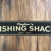 Fishing Shack Sign, Personalized Welcome Friends Fisherman Name Gift ...